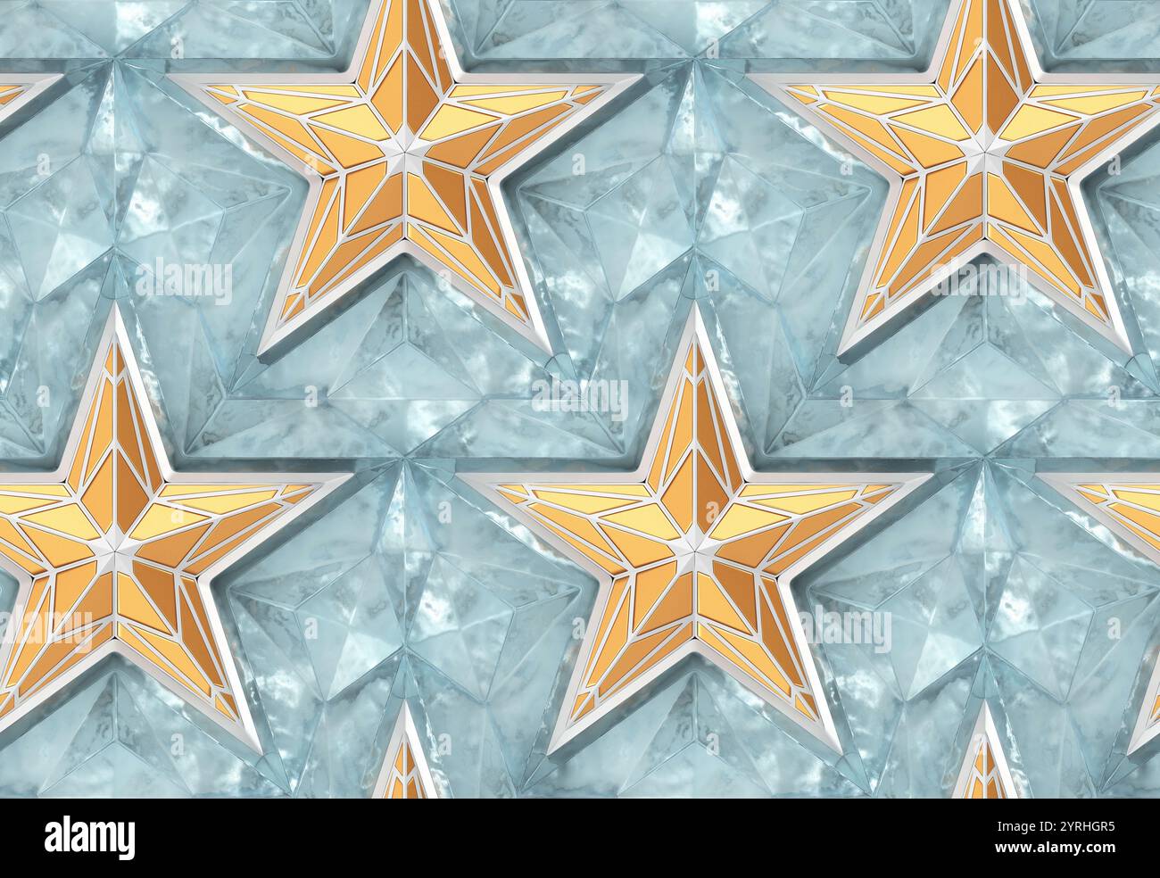 A vibrant 3D geometric star pattern featuring golden stars on a light ...