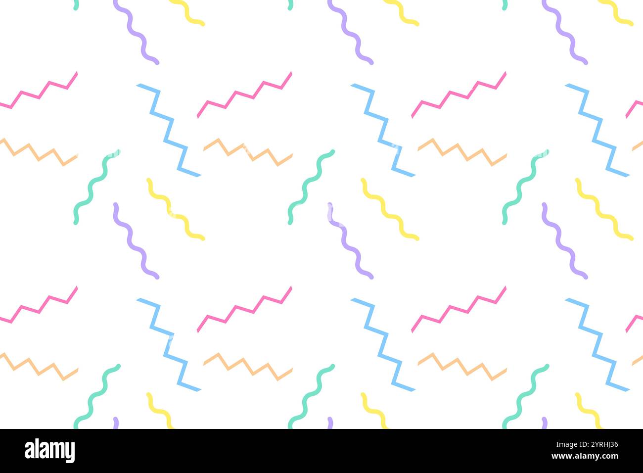 Seamless pattern featuring wavy and zigzag lines in pastel colors on a ...