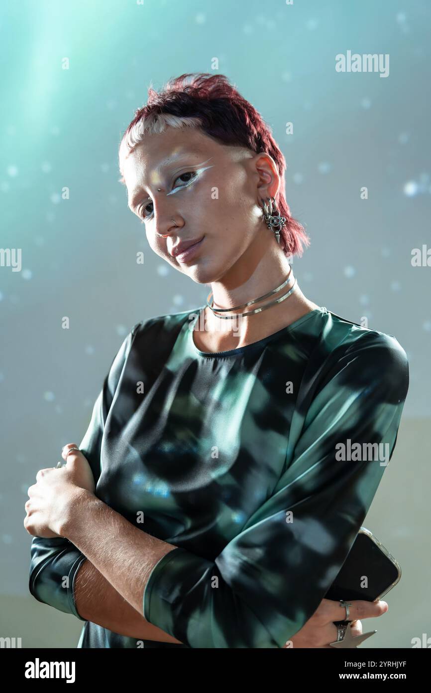 Featuring a surreal, futuristic woman with avant-garde makeup and a ...