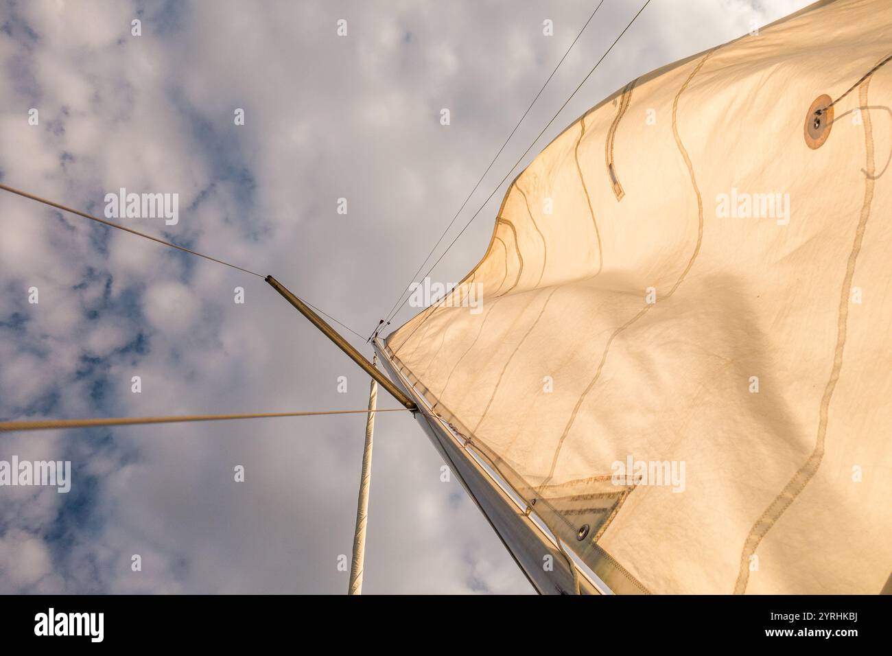 A dynamic view of a sail captured from below, showcasing its texture ...