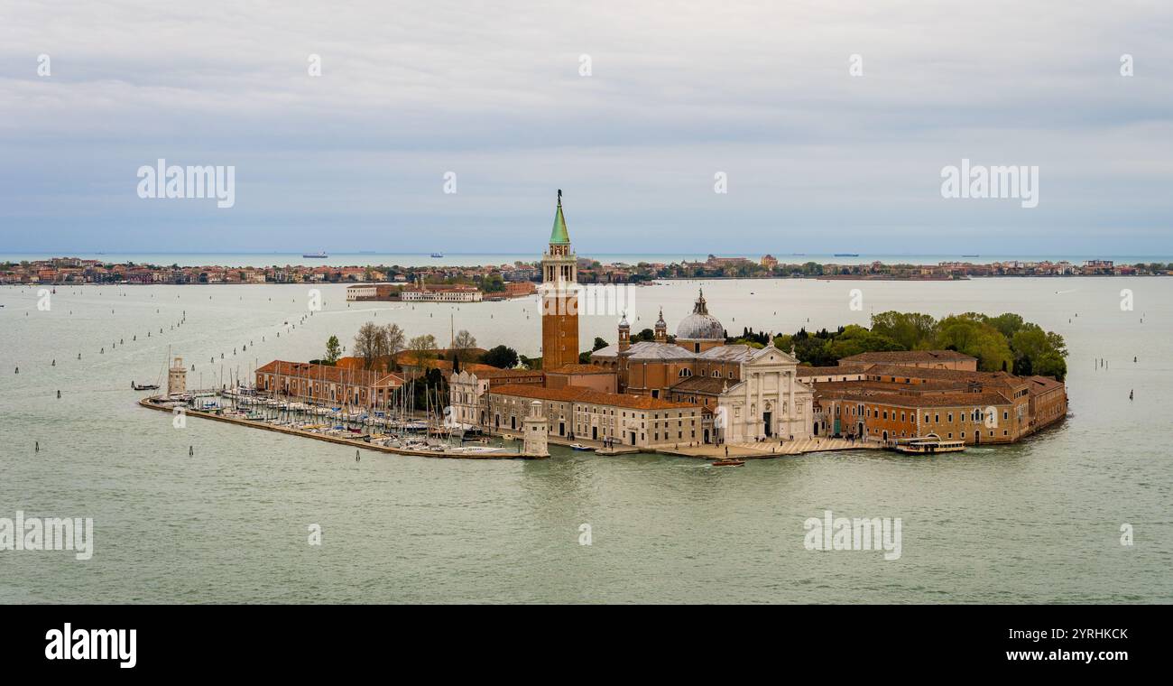 Captivating aerial view of San Giorgio Maggiore island in Venice, Italy ...