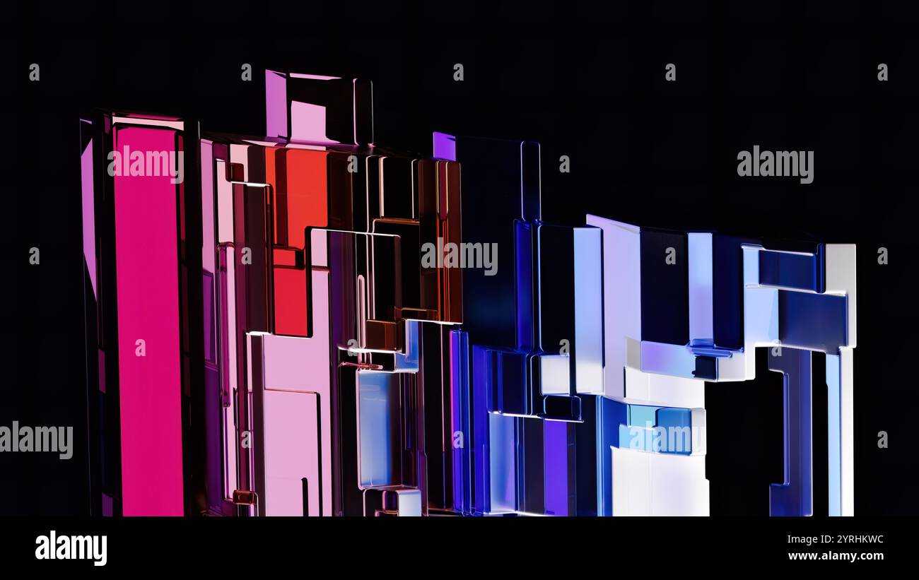 A visually striking composition of abstract 3D glass cubes in vibrant ...