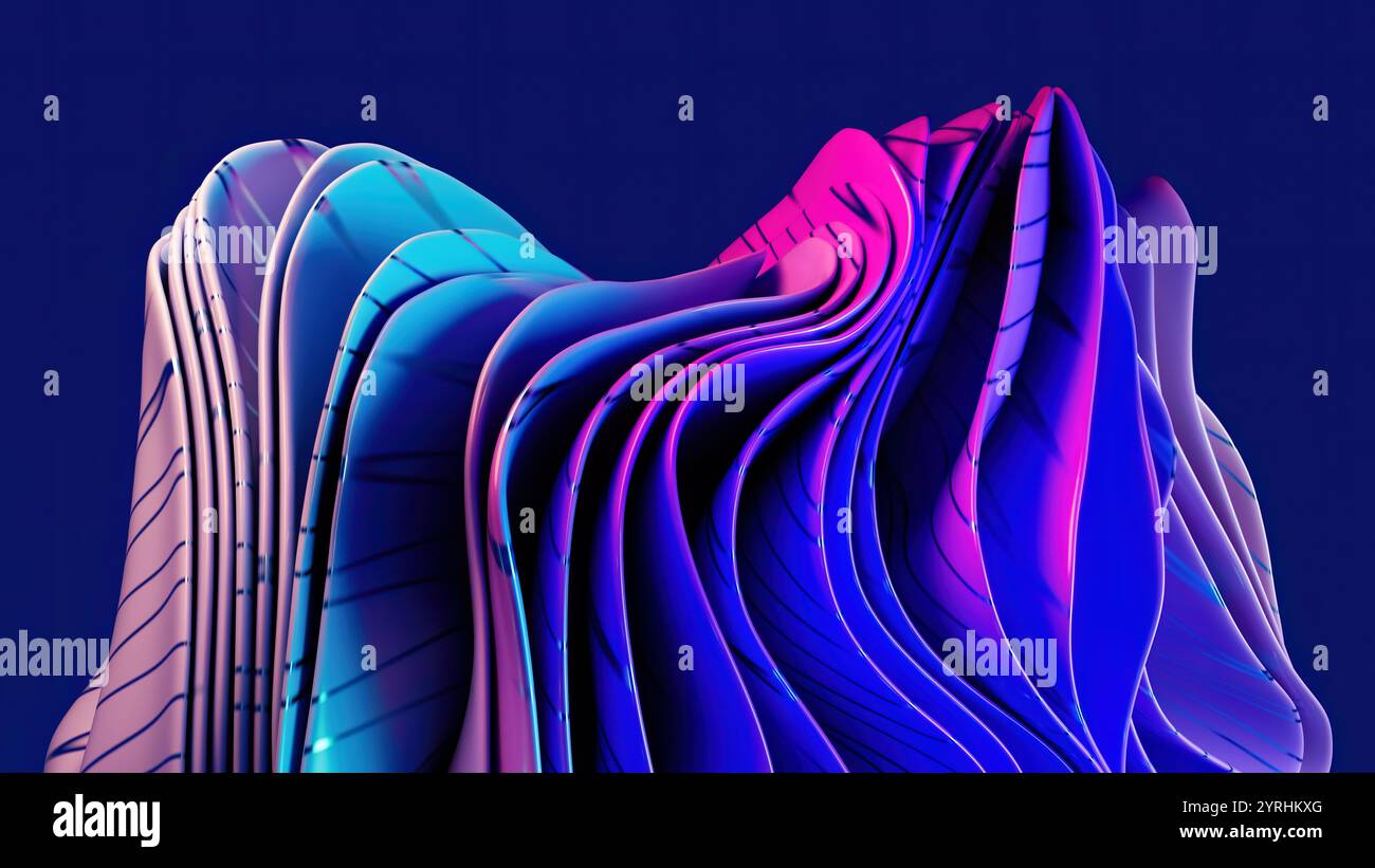 This 3D illustration features layers of neon-colored cloth with vibrant ...