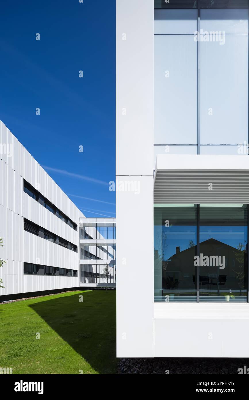 Sleek and modern architecture of a hospital center, featuring white ...