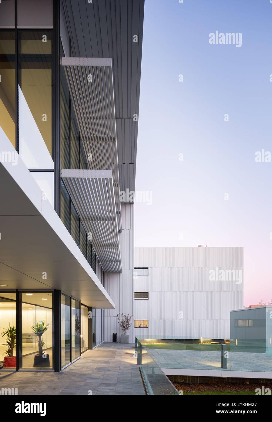 A modern hospital exterior showcasing sleek architectural design with ...