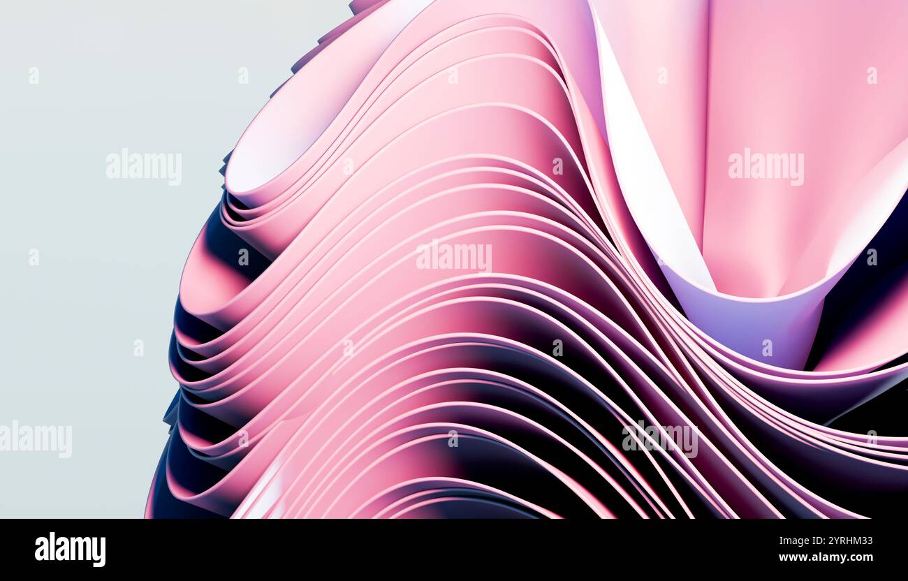 A 3D render showcasing abstract pink waves with soft, flowing curves ...