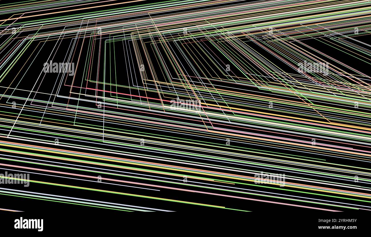 Dynamic abstract digital art featuring colorful overlapping lines on a ...