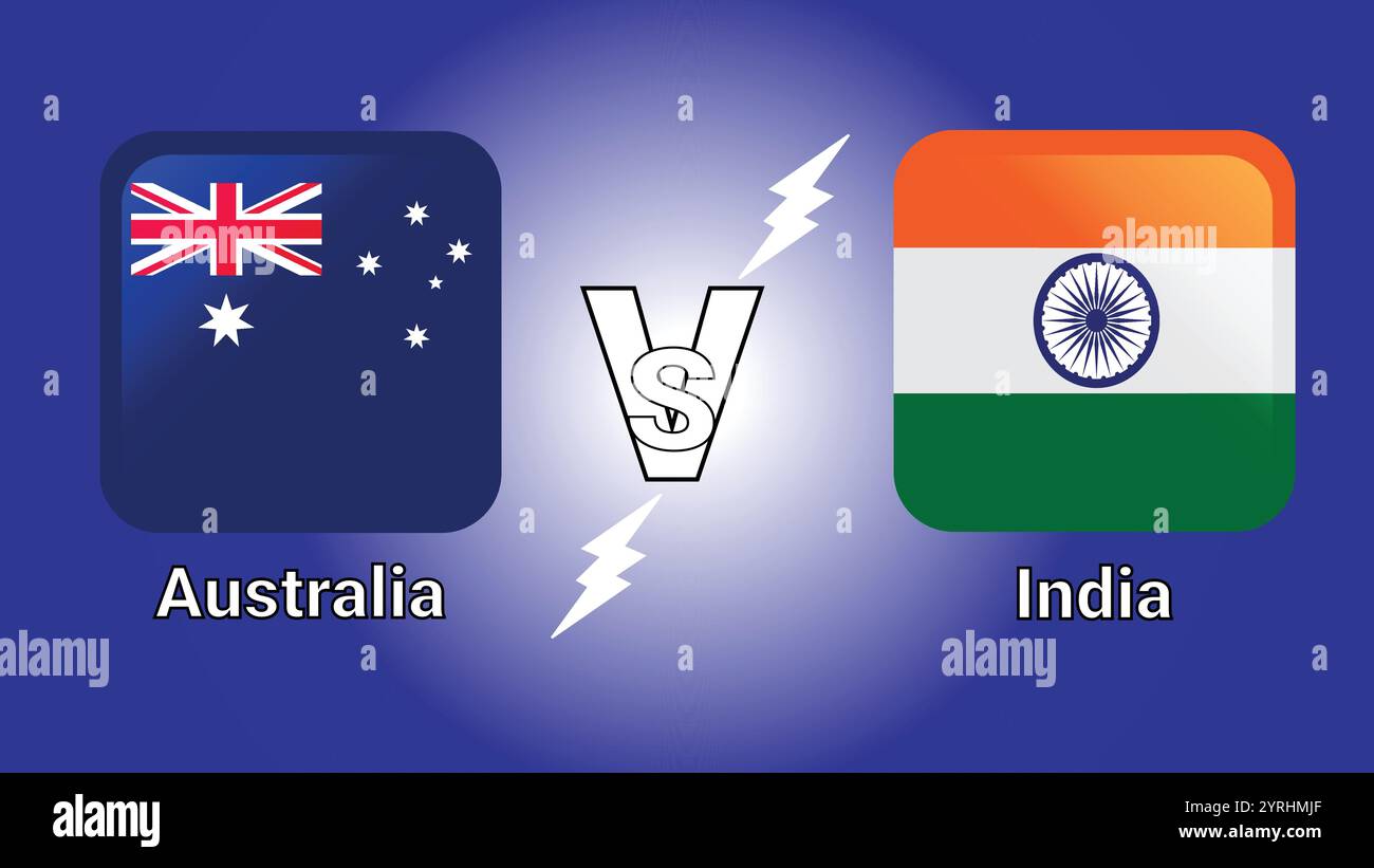 Australia Vs India 3D Illustration vector flags in shaded Rounded ...
