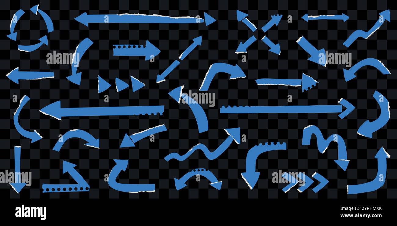 Set of different paper arrows. Torn paper arrows. Elements for collage ...