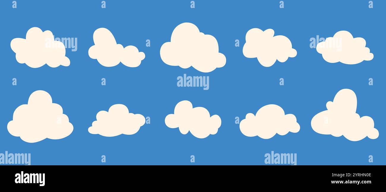 Set of simple blue clouds. Elements on white background Stock Vector ...