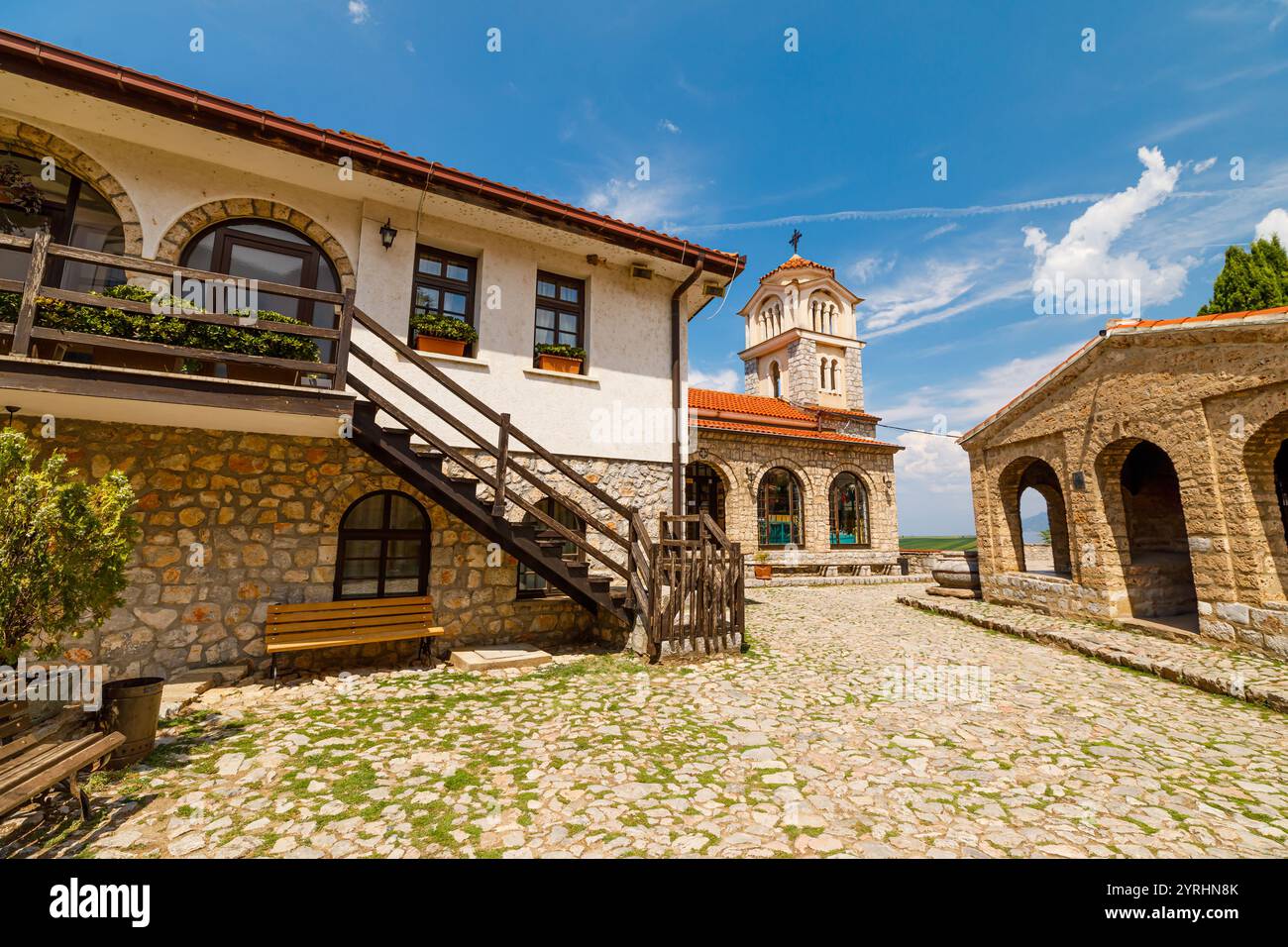 Scenic view of the monastery of Saint Naum in North Macedonia ...