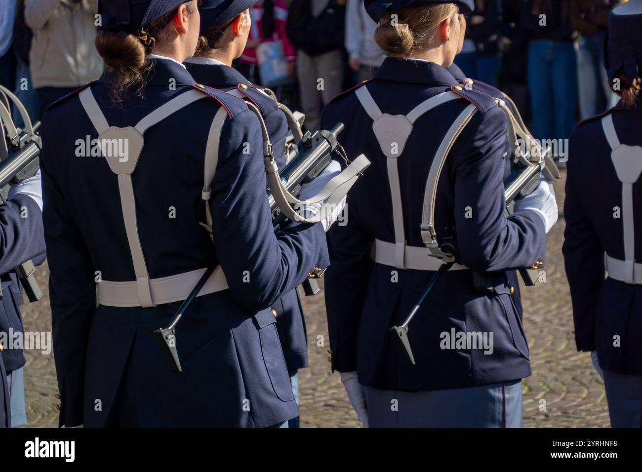 Italian soldiers wearing formal uniforms during parade on sunny day ...