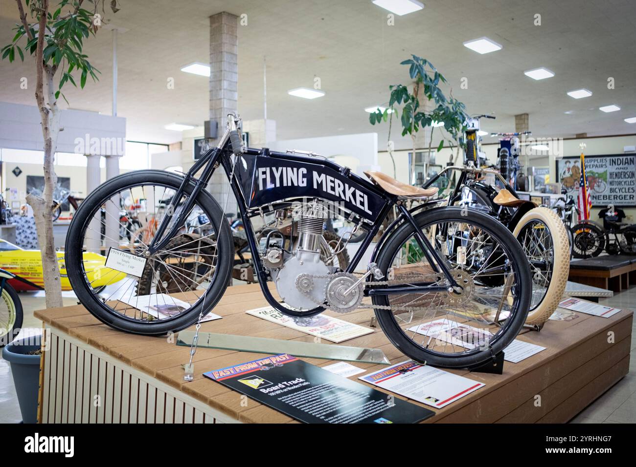 A 1910 vintage Flying Merkel, a reliable fancy for its time bike displayed at the Motorcycle ...