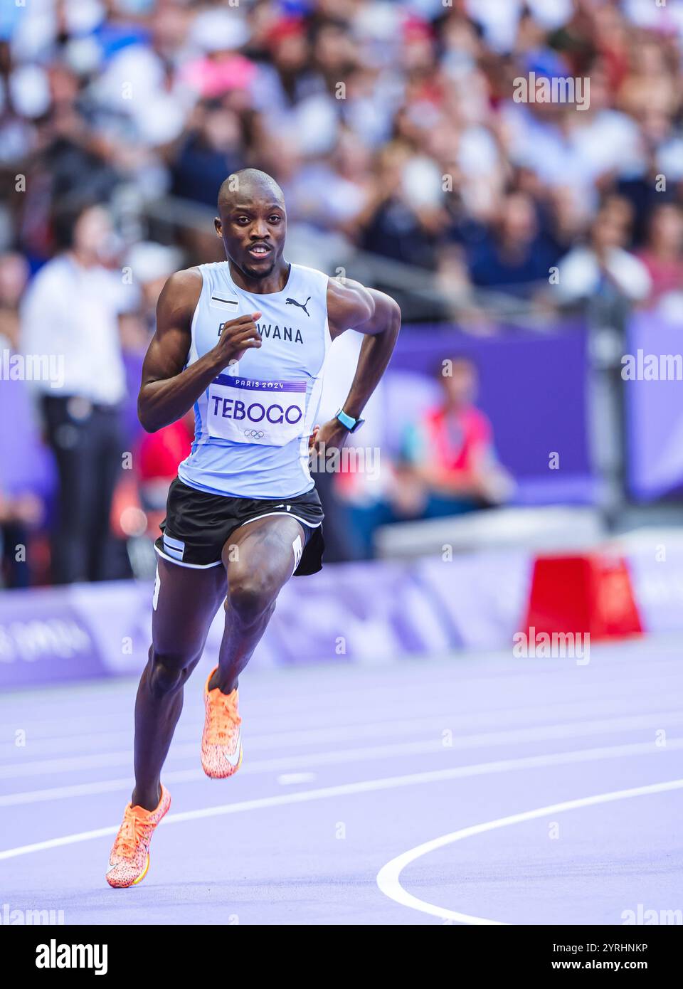 Letsile Tebogo participating in the 200 meters at the Paris 2024 ...