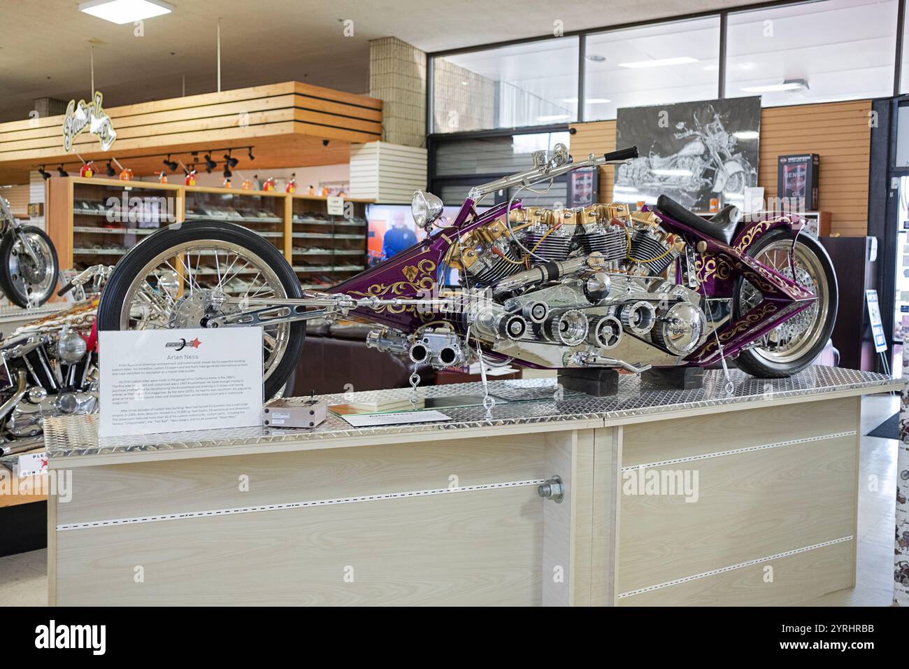 A side view of a 1976 Arlen Ness custom bike called the Too Bad Stock ...