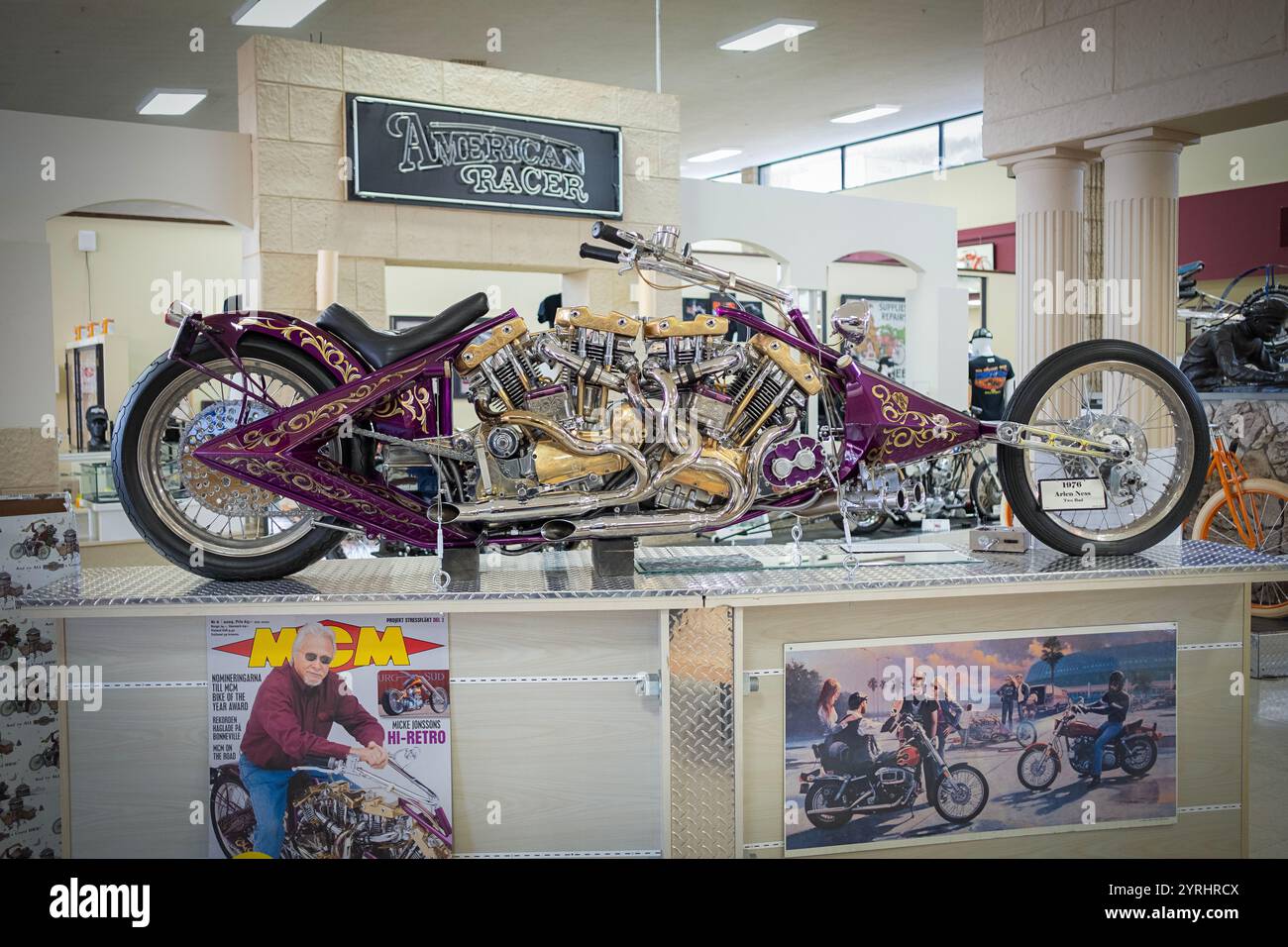 A side view of a 1976 Arlen Ness custom bike called the Too Bad. At the ...