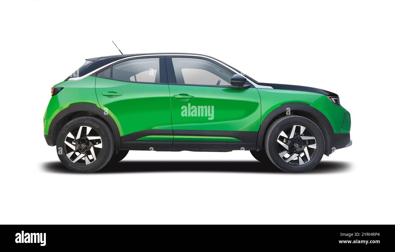 Opel Mokka SUV car side view isolated on white background Stock Photo ...