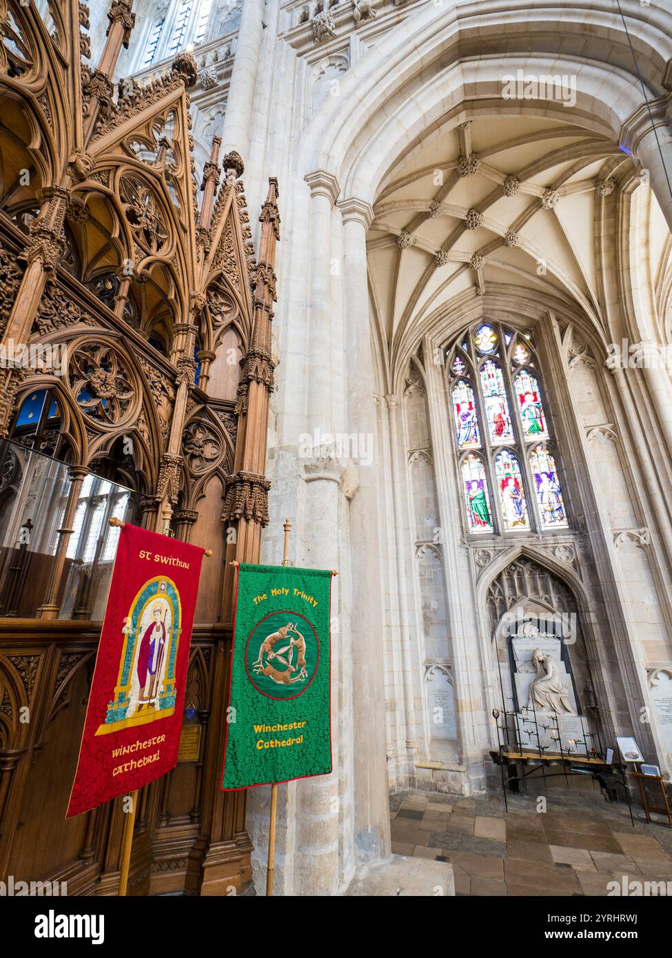 Banners about St Swithun, and the Holy Trinity, Winchester Cathedral ...