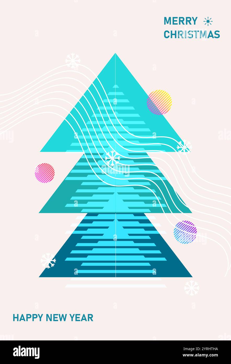 Christmas, New Year card in bright festive colors. Vector illustration ...