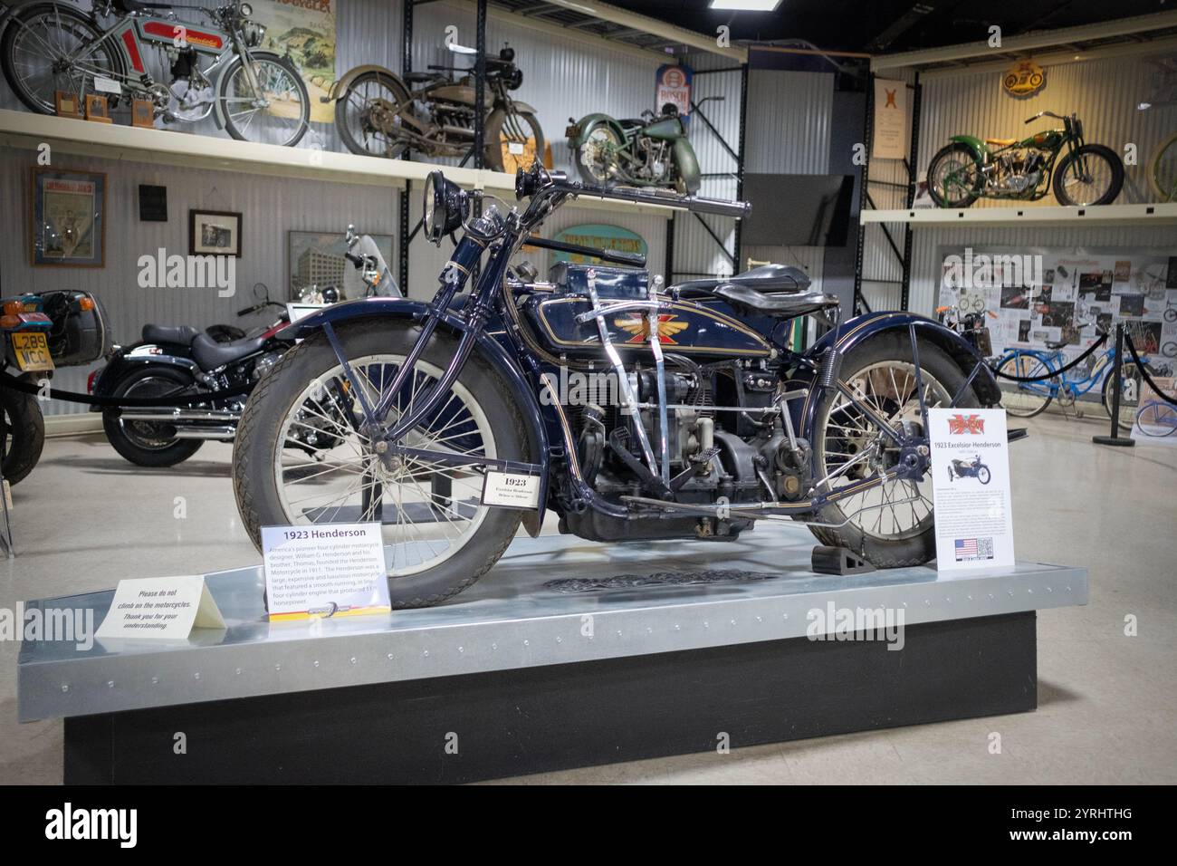 A 1923 Excelsior - Henderson Deluxe black motorcycle with sidecar as ...