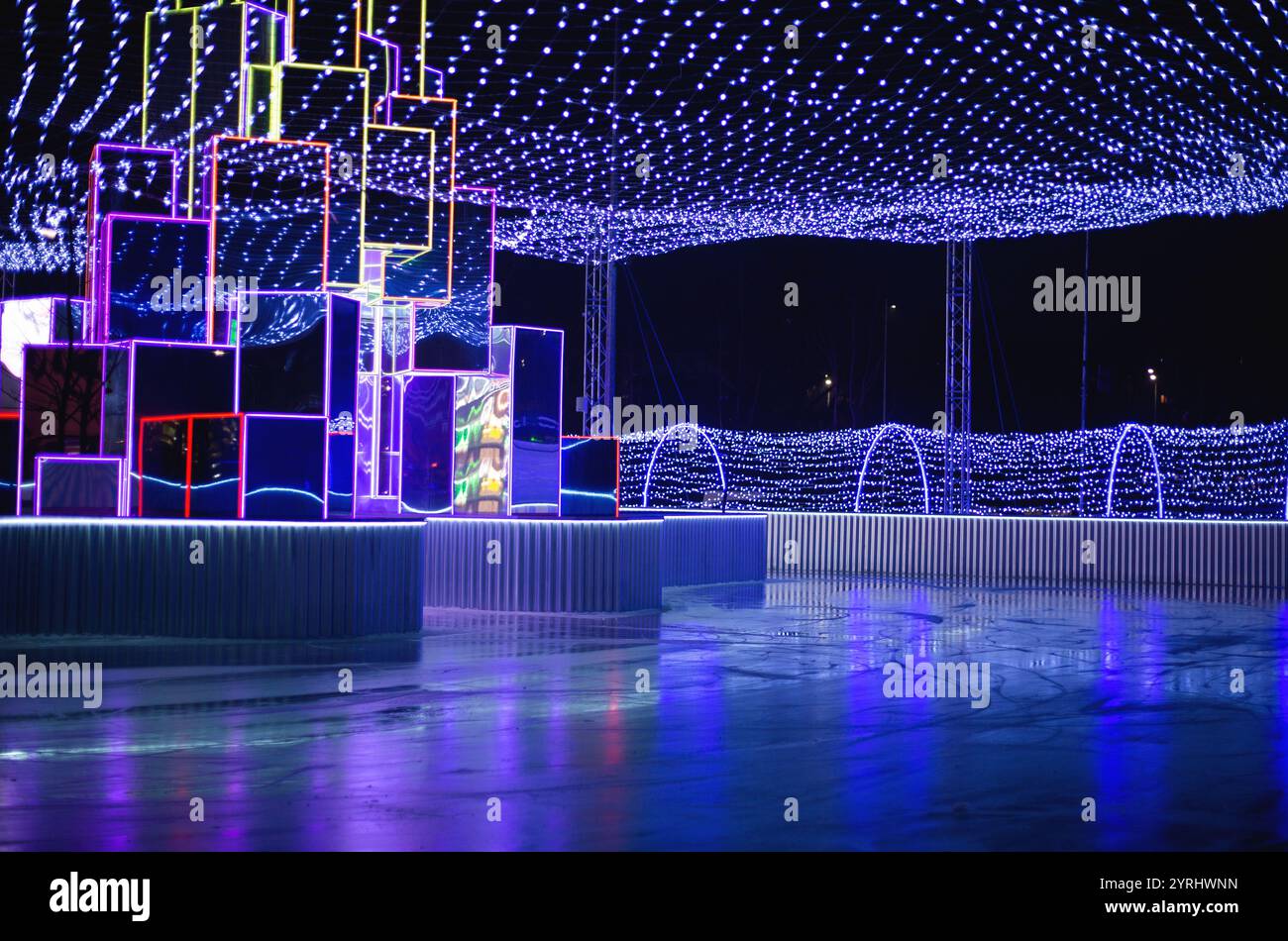 New Year's night skating rink Stock Photo - Alamy