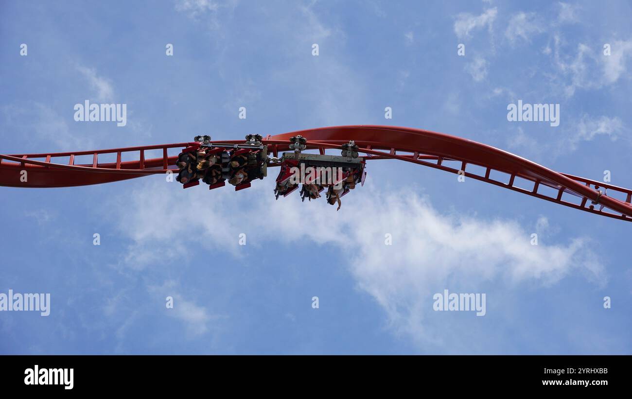 People have fun on the overhead element on the extreme catapult roller ...