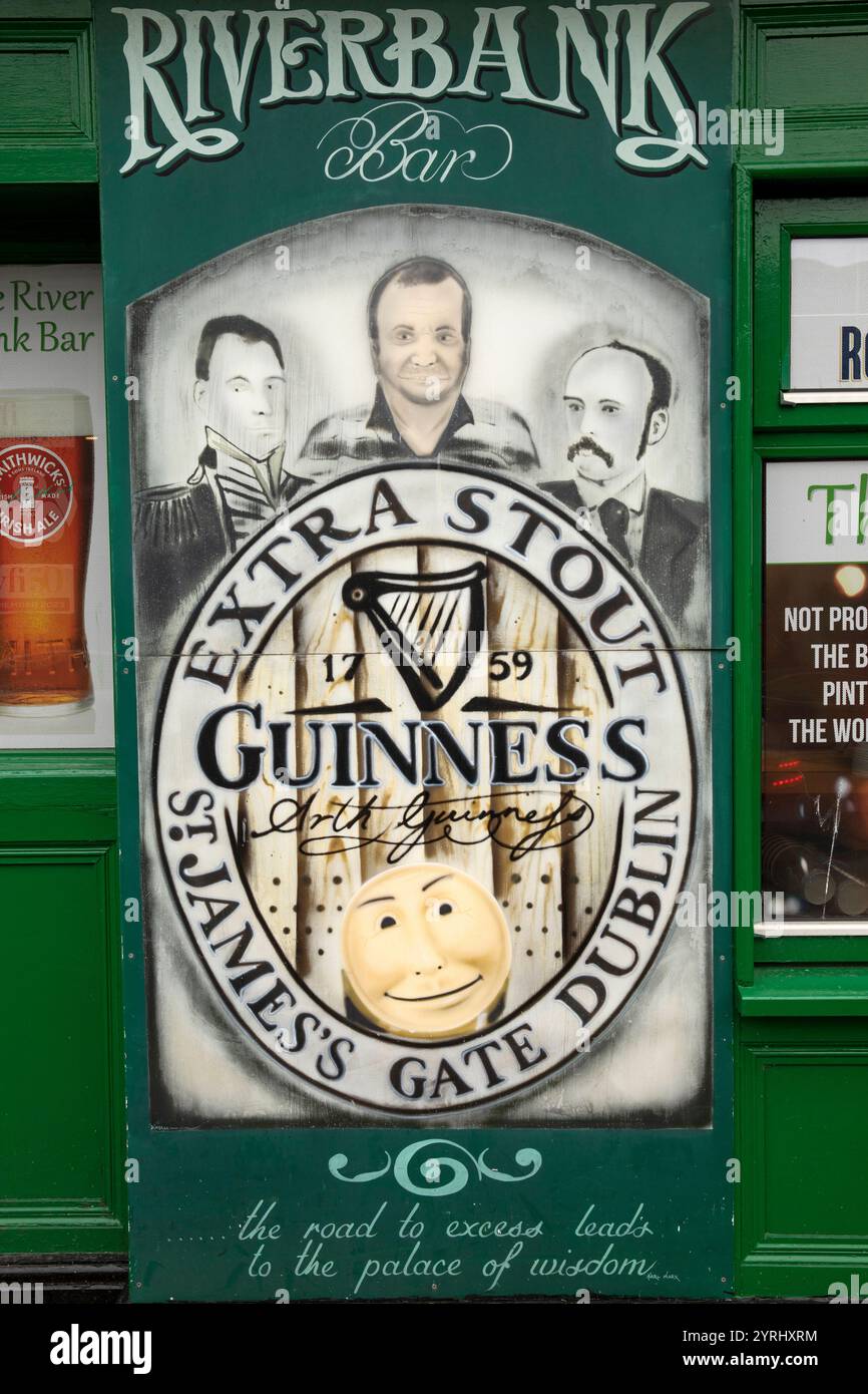 Ireland, County Mayo, Foxford, Lower Main Street, crudely painted ...