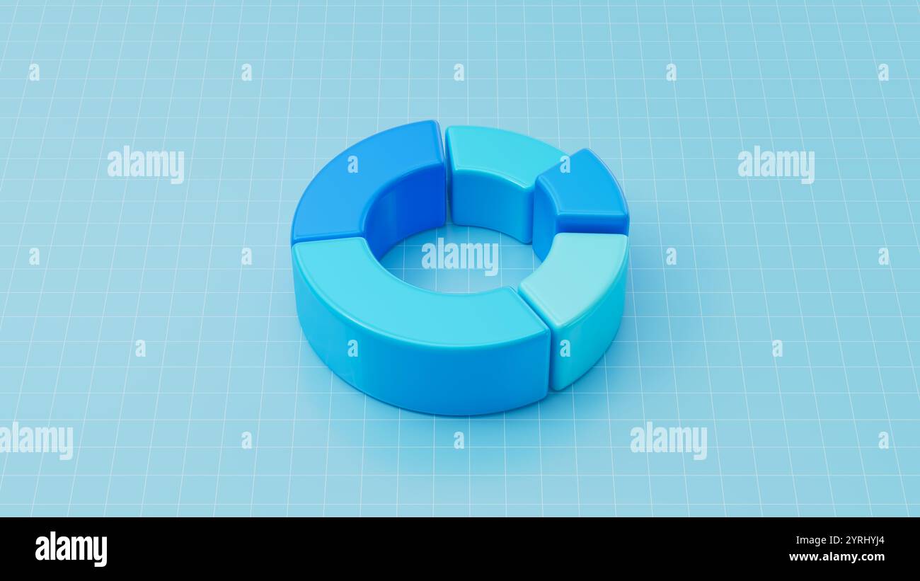 3D blue donut pie chart with colorful segments. Information graphic ...