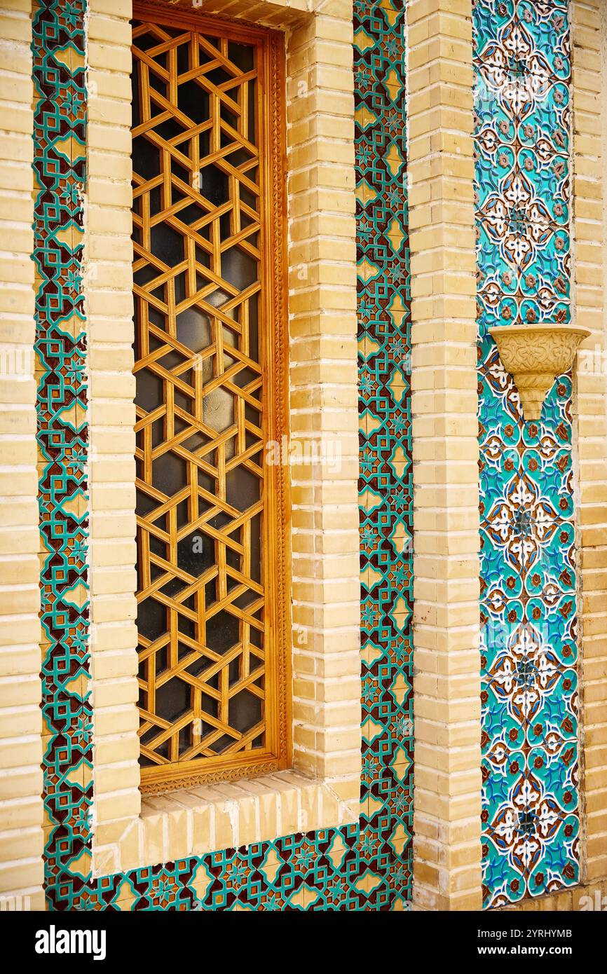Decoration exterior facade of building with mosaic on the wall in ...