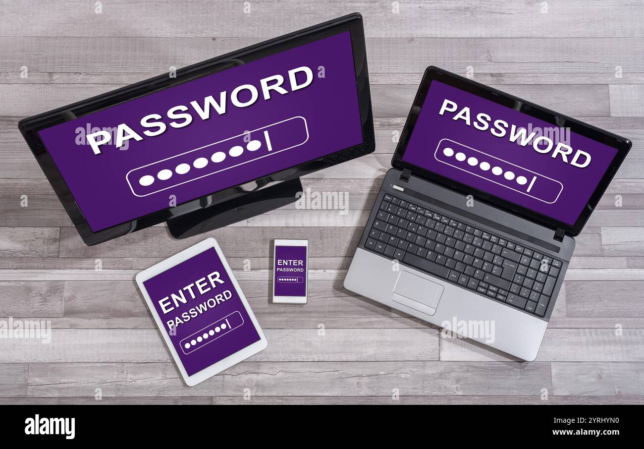 Password concept shown on different information technology devices ...