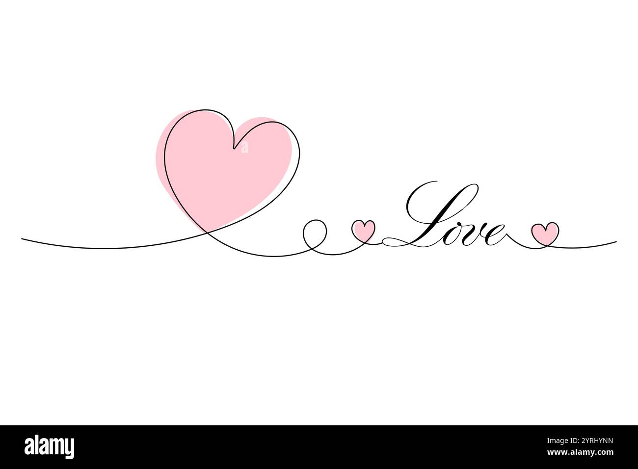 Love, heart, valentines day. Line drawing, one solid line and text. for ...