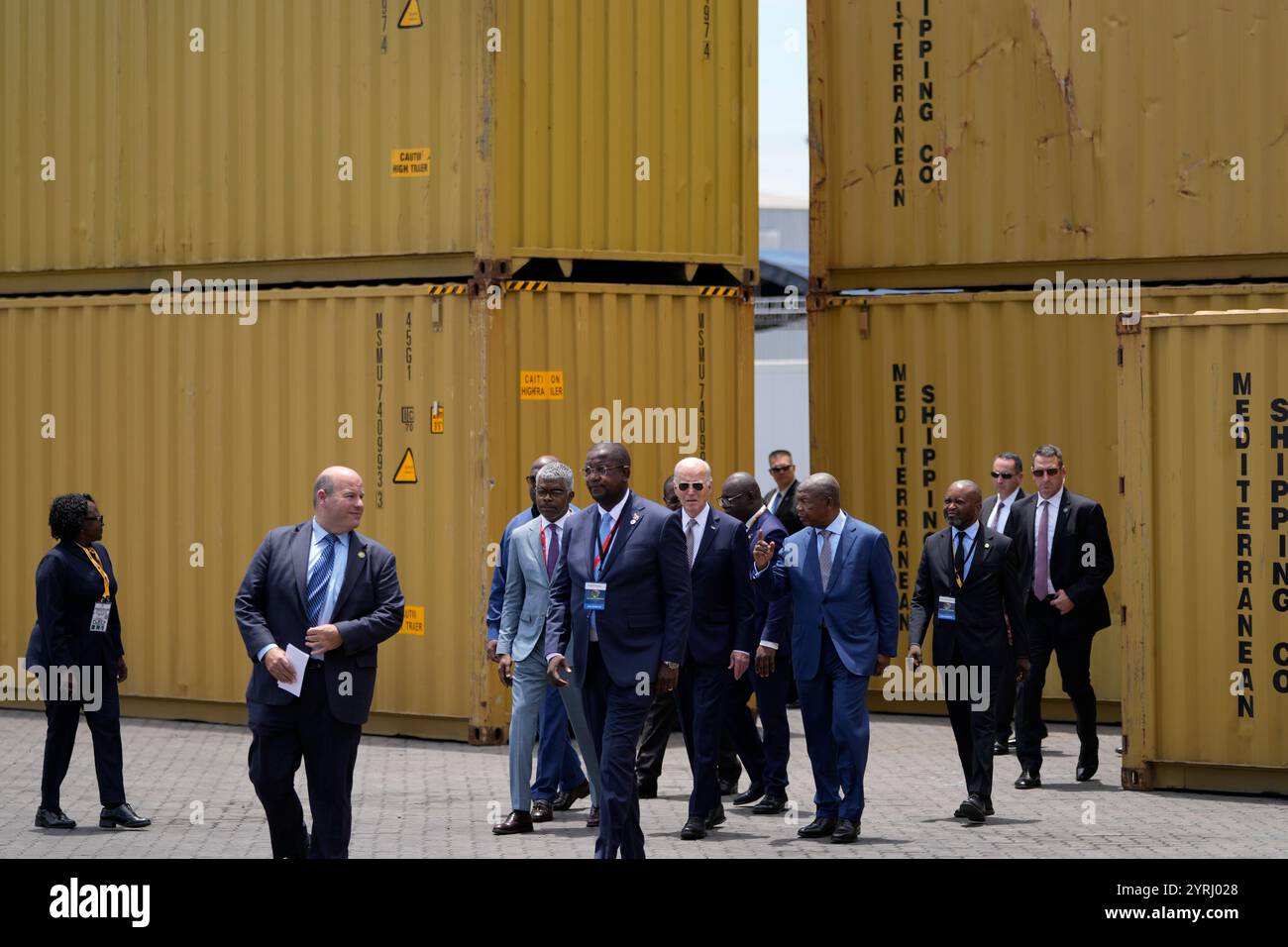 President Joe Biden, center, and Angola's President Joao Lourenco ...