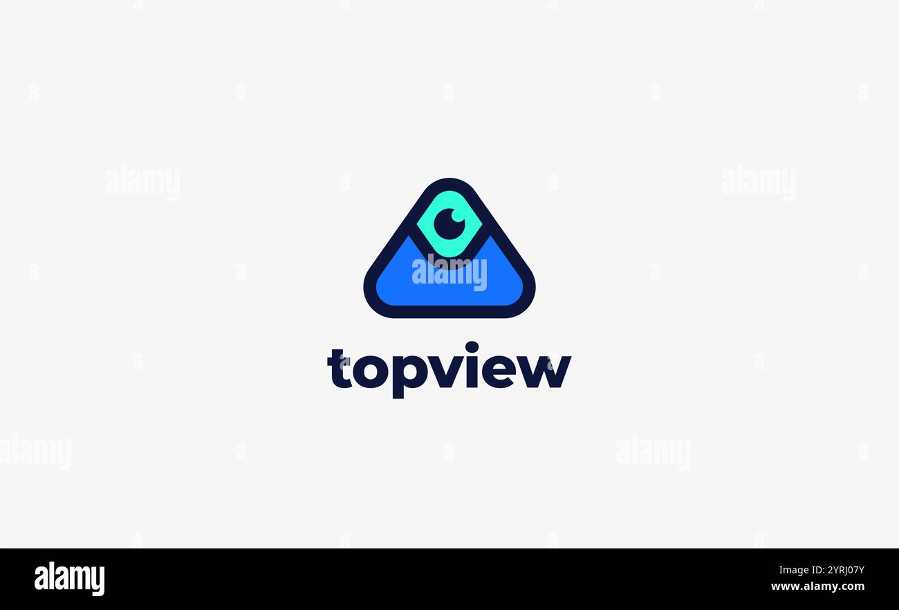 Logo triangle and eye on top, top viewer logo concept. Doodle line and ...