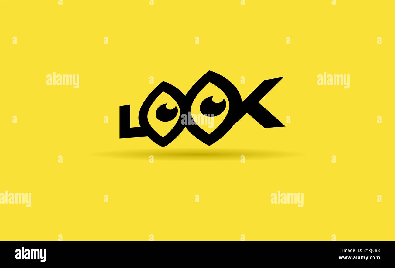 Logo word LOOK and eyeballs with frame. Creative design with word of ...