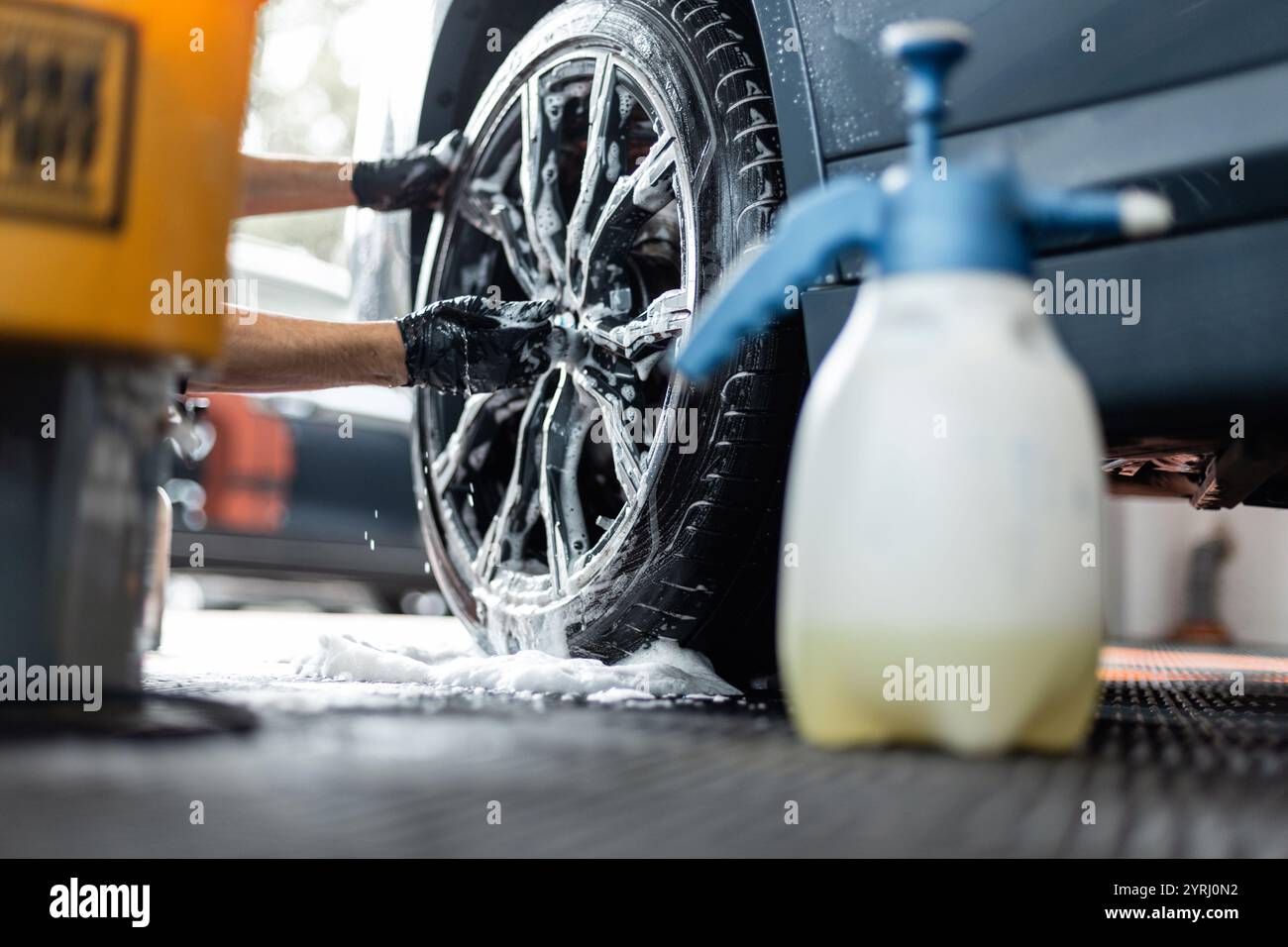 Car washing process spray foam hi-res stock photography and images - Alamy