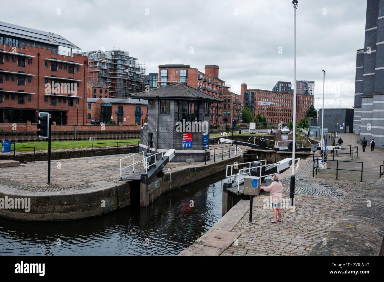 Leeds England: 3rd June 2024: A canal boat enters Leeds Lock on the on ...