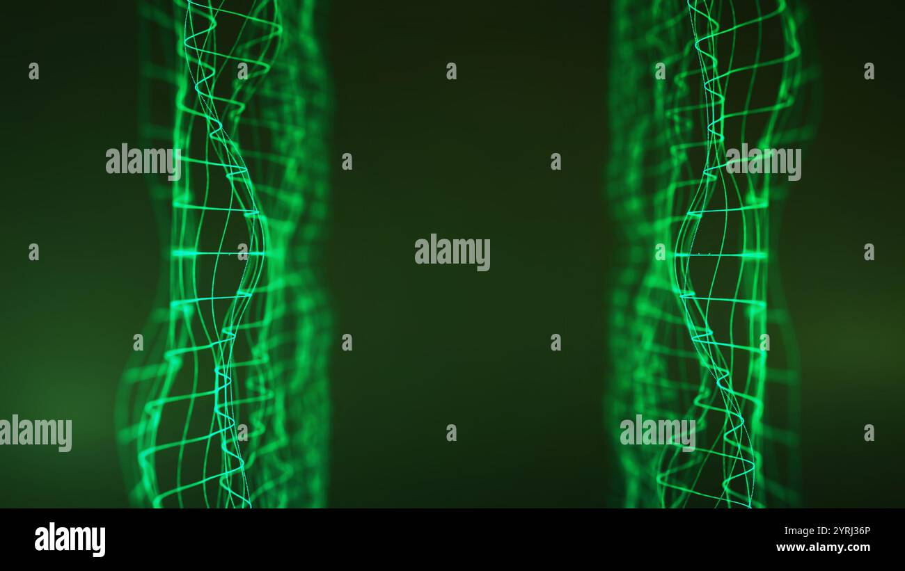 Abstract green wave technology background symbolizing sustainability in ...