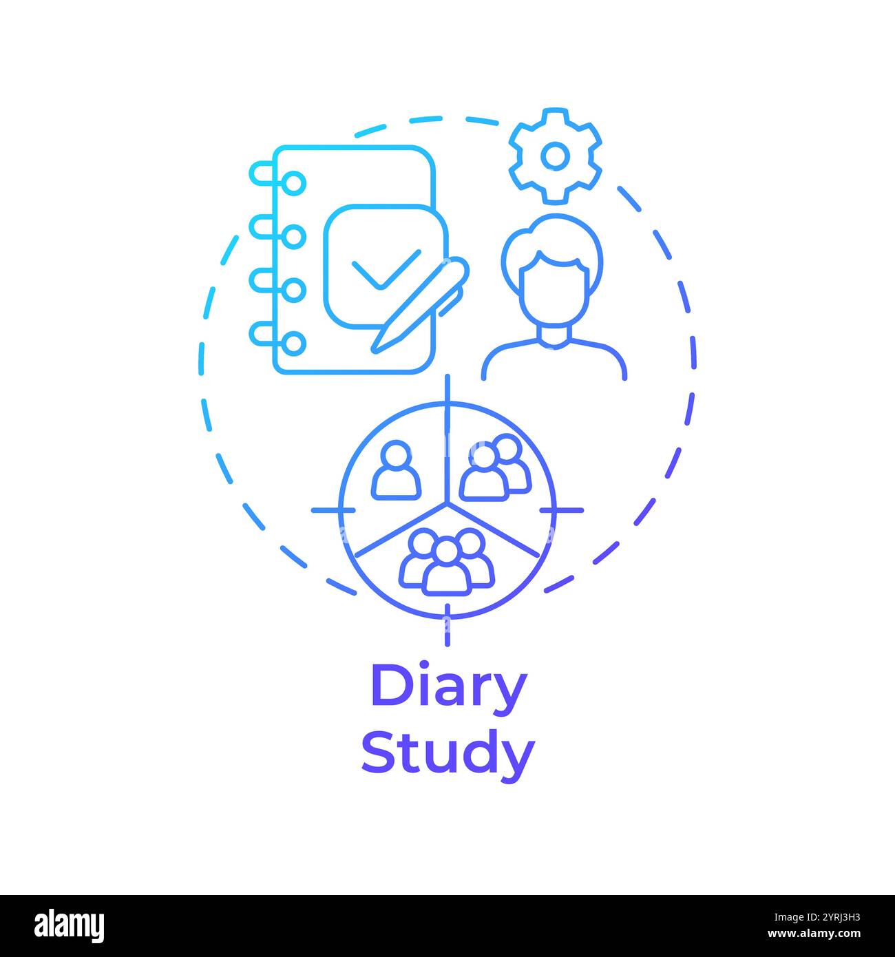 Diary study blue gradient concept icon Stock Vector Image & Art - Alamy