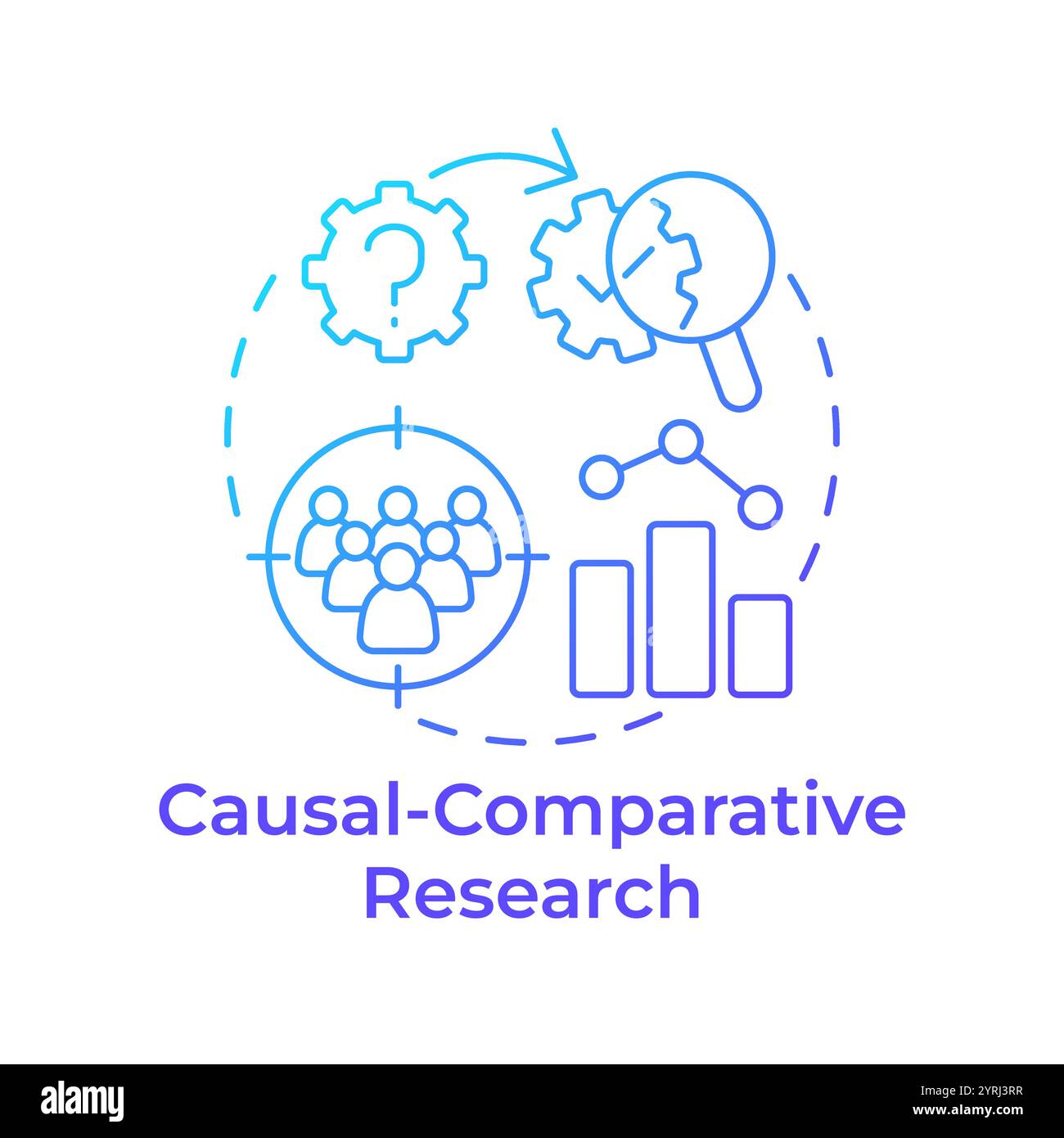Causal-comparative research blue gradient concept icon Stock Vector ...