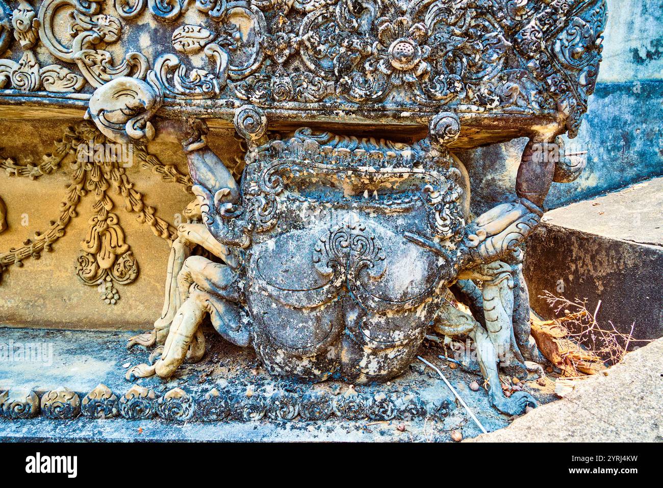 The mythological creatures hold the base of the Naga guardians in ...