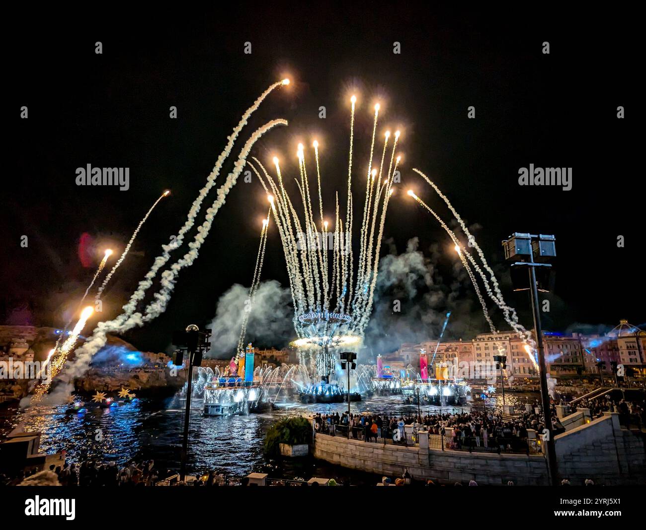 Tokyo, Japan. 31 October 2024. Fireworks at night at Tokyo DisneySea ...