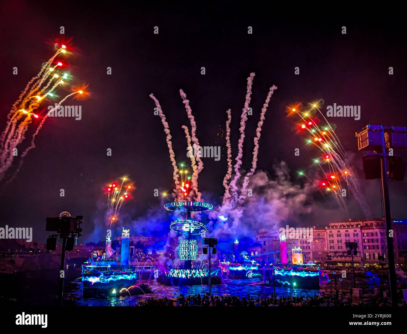 Tokyo, Japan. 31 October 2024. Fireworks at night at Tokyo DisneySea ...
