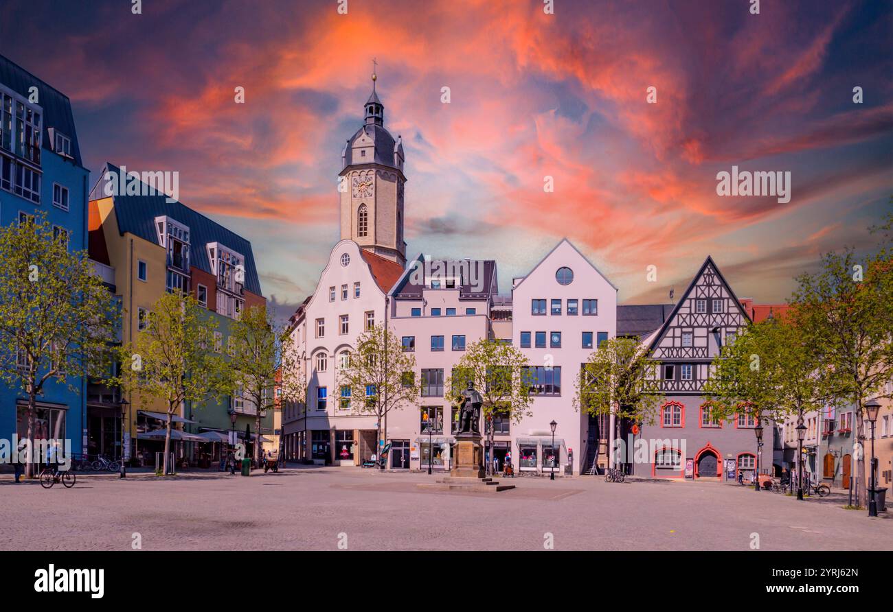 View of the Skyline Market square in the center of Jena in thuringia ...