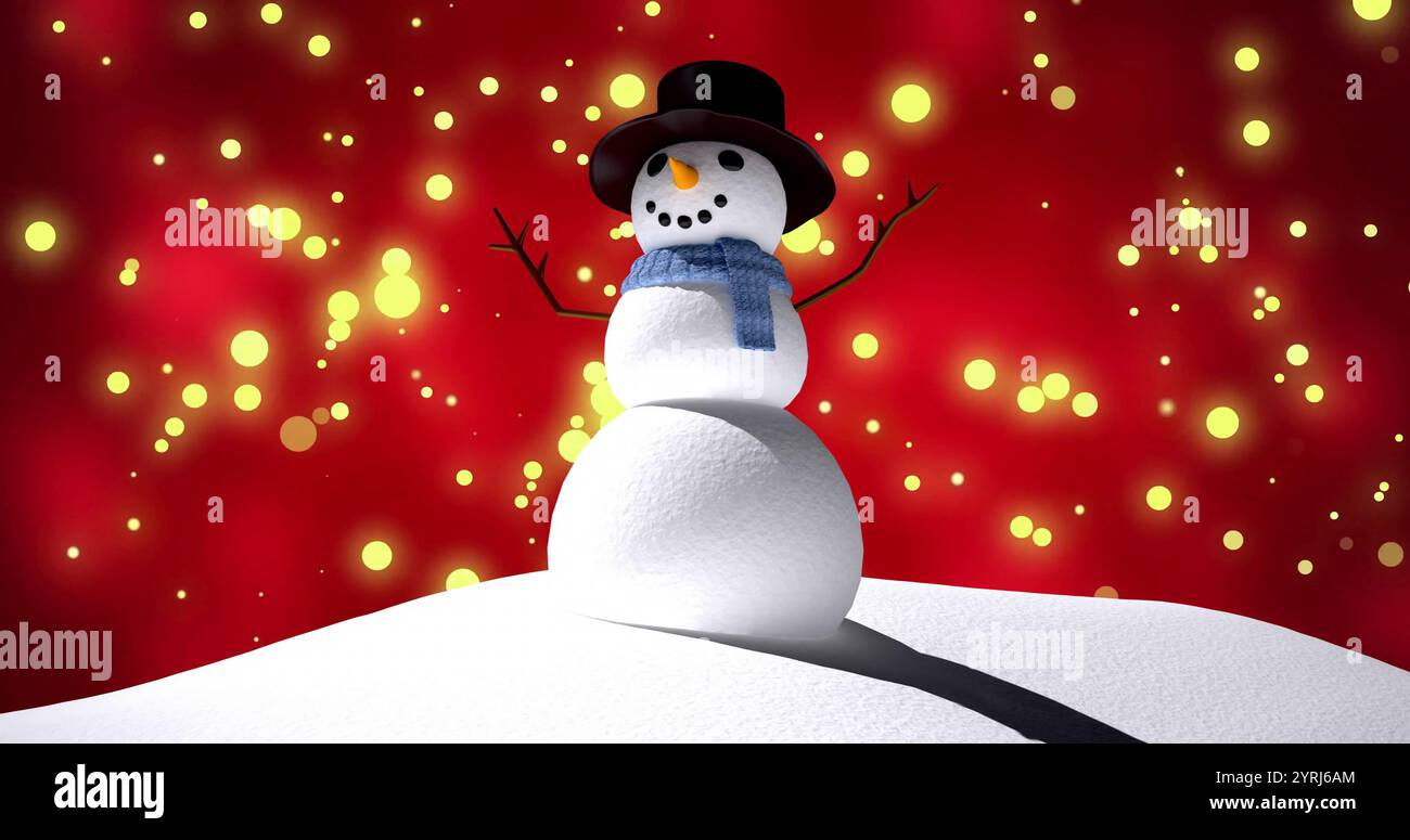 Happy family and snowman hi-res stock photography and images - Alamy