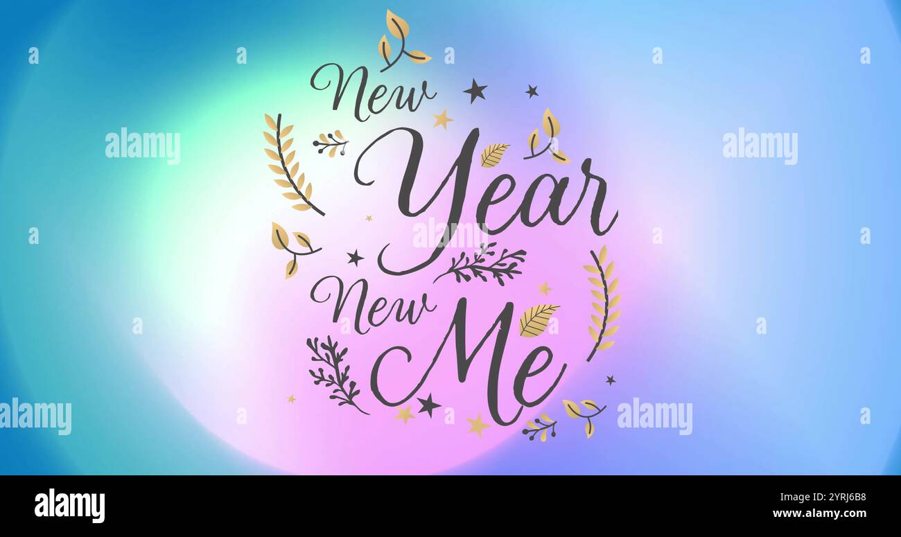Image of new year new me text over vibrant background Stock Photo - Alamy