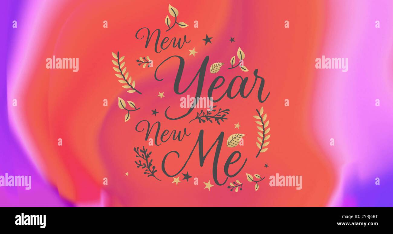 Image of new year new me text over vibrant background Stock Photo - Alamy