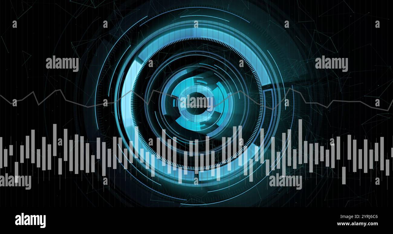 Image of diagrams and scope scanning over data processing Stock Photo - Alamy
