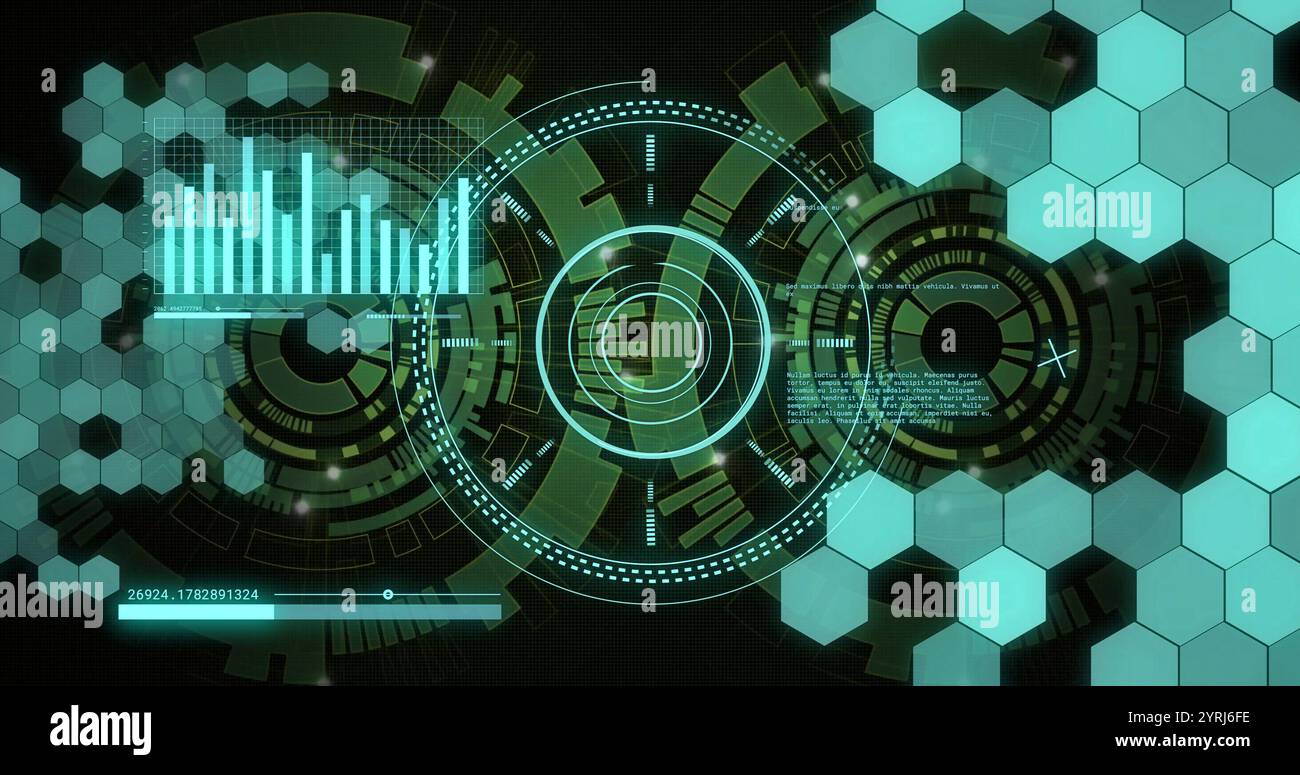 Futuristic data visualization and analysis image with graphs and ...