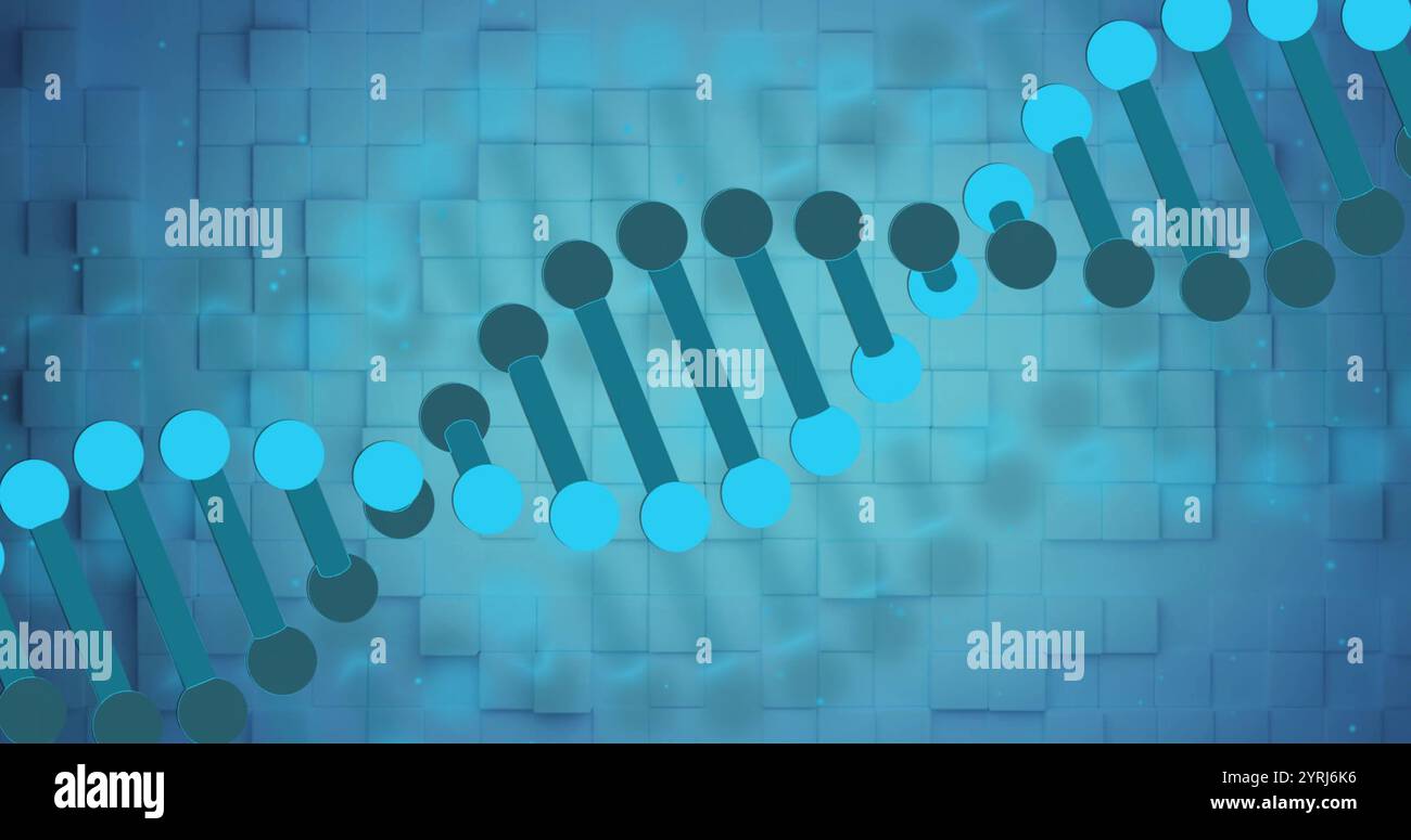 DNA strand image over blue geometric background Stock Photo - Alamy