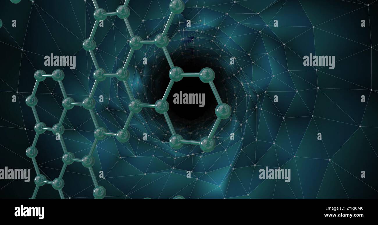 Molecular structure and geometric shapes image over dark vortex ...
